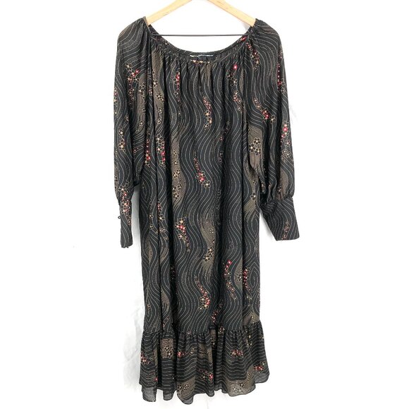 Vintage | Dresses | Vtg Art Deco 2s Style Casual Day Dress Black Floral ...